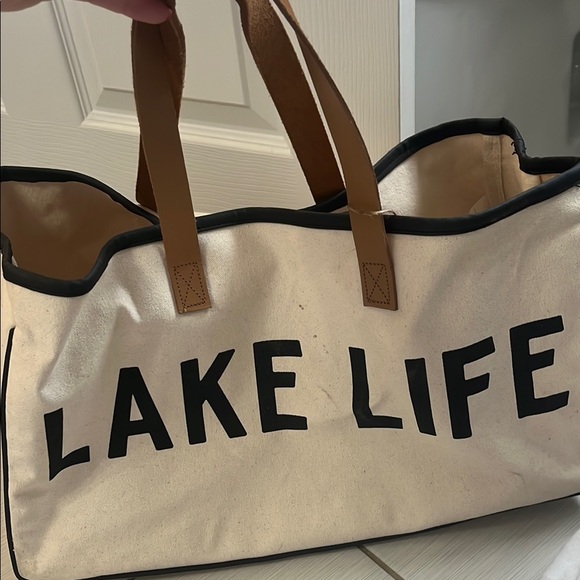 Santa Barbara | Bags | Lake Life Cream And Black Tote Bag | Poshmark